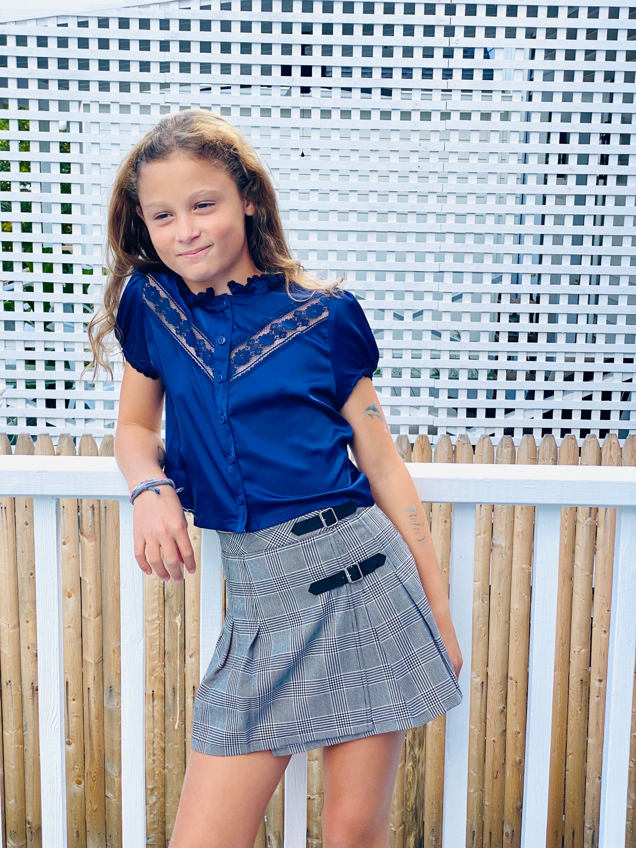 Katie J NYC Tween Tiffany Navy Satin Top – I Love Sweet Treatz